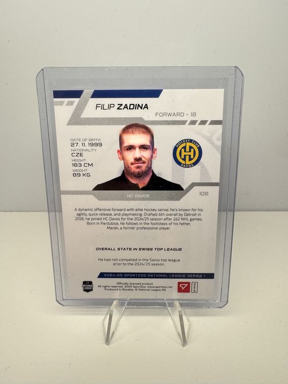 108 Filip Zadina HC Davos Sammelkarte NL 2024/25 SportZoo (Neu (gemäss ...