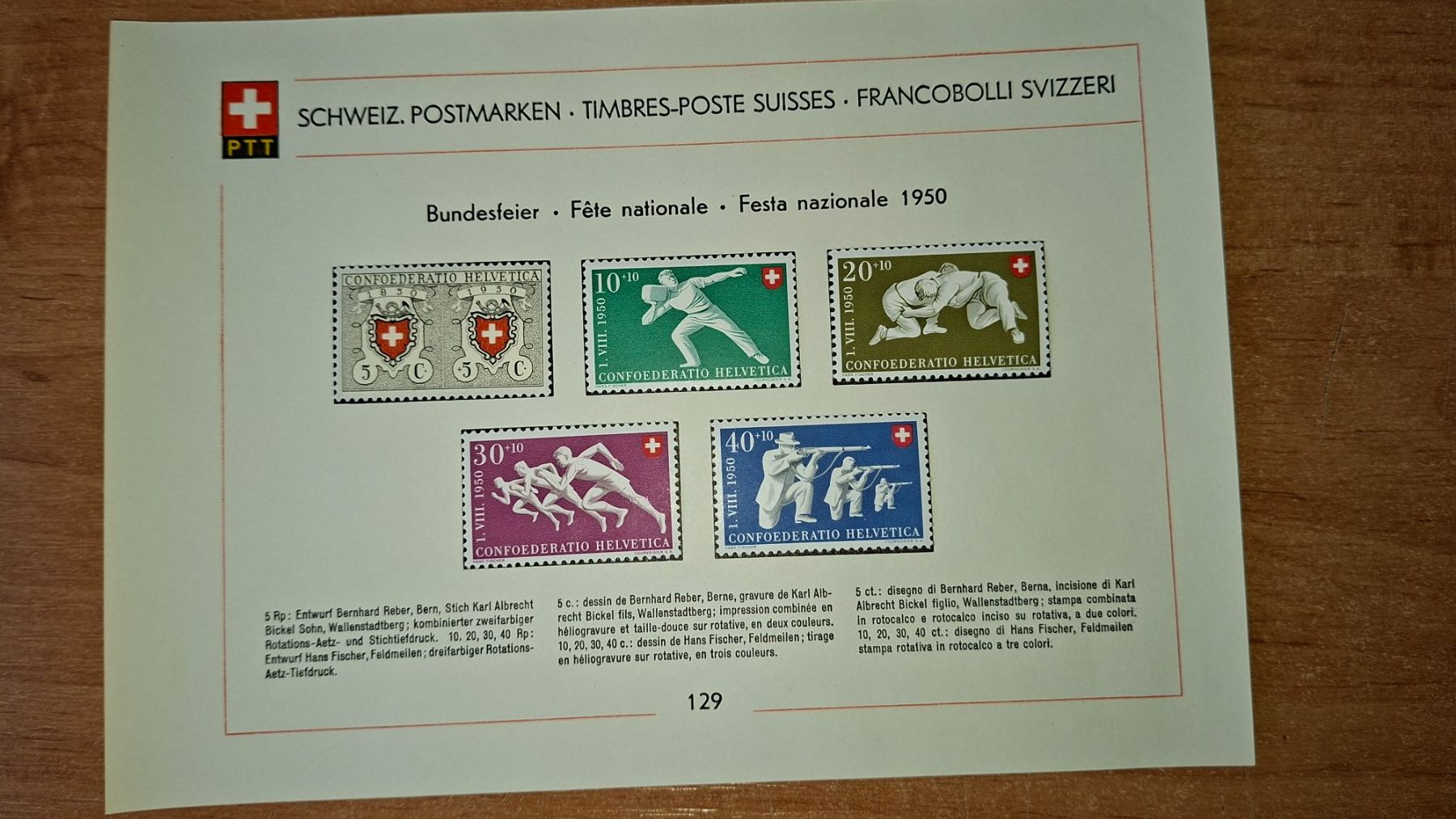 PP150 - Pro Patria 1950 sur feuillet PTT (D'occasion) à Trélex pour CHF ...