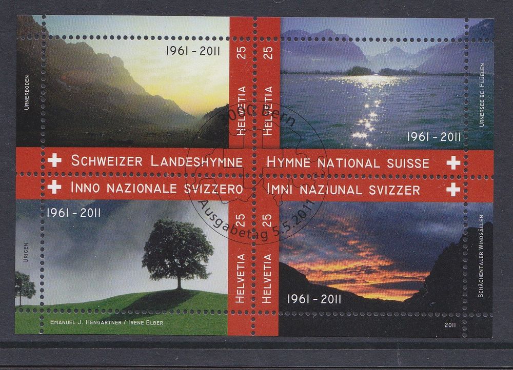 2011 Schweizer Landeshymne Block 4 Sprachige Marken ERSTTAG | Kaufen auf Ricardo