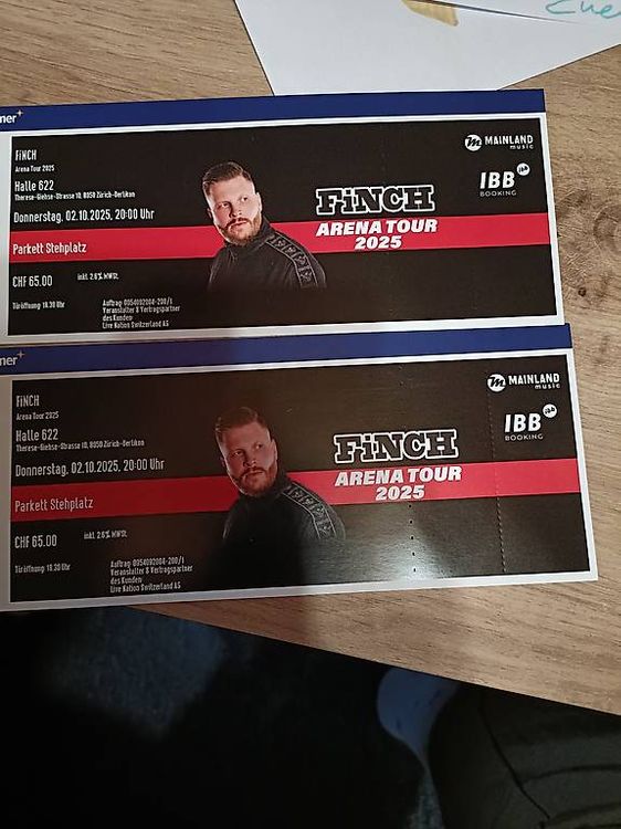 Finch Arena Tour 2025 Zürich (Gebraucht) in Ulisbach für CHF 115 – nur ...