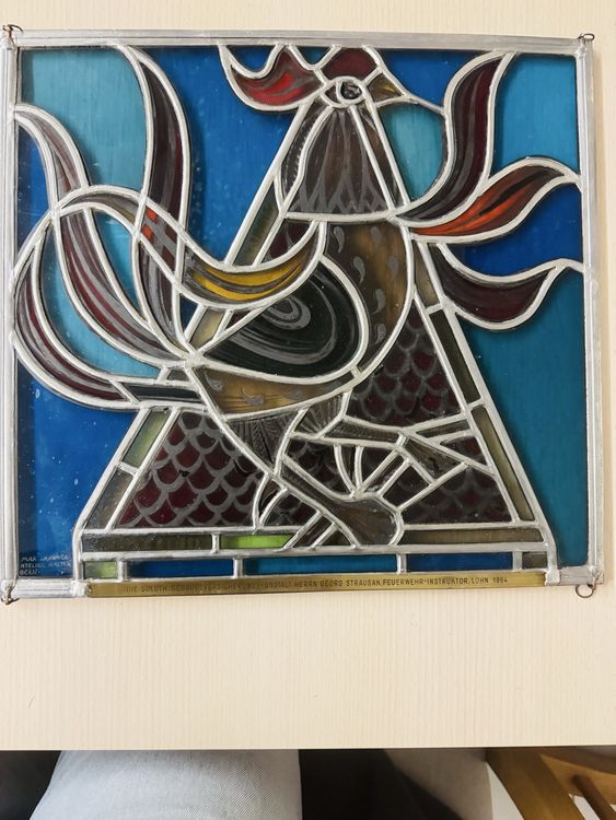 Vintage Rooster Stained Glass Window Panel, Collectible! (Gebraucht) in ...