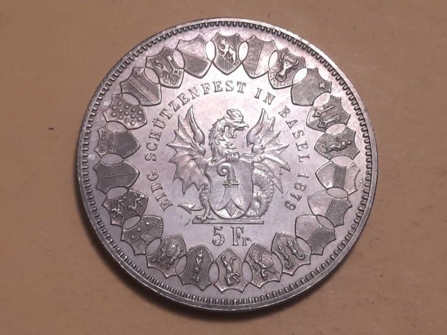Schweiz 5 Franken Eidgenössisches Schützenfest in Basel 1879 (Gebraucht) in Buchs SG für CHF 80 ...