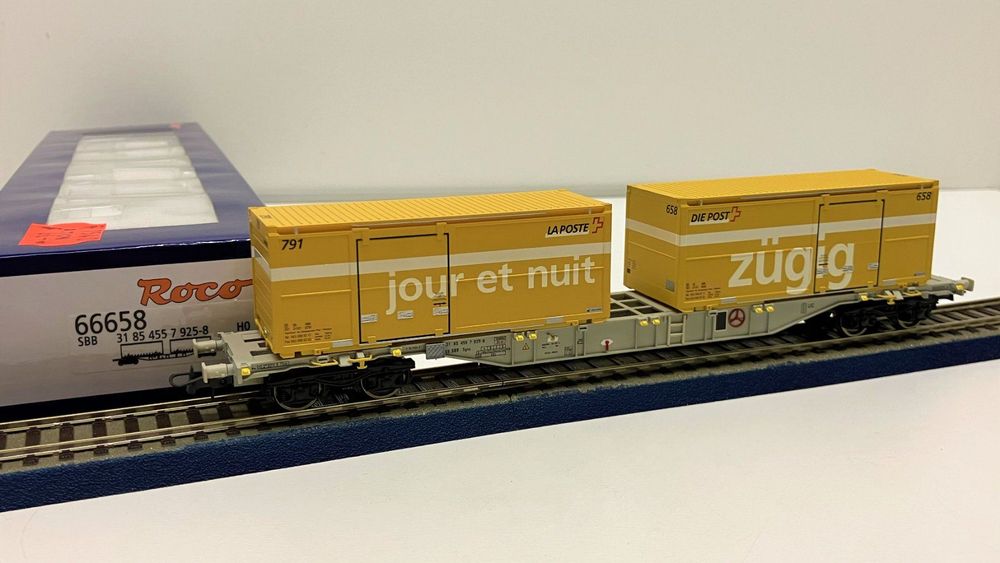 Roco 66658= Containerwagen SBB 925-8 Die Post - la poste (Neu (gemäss ...