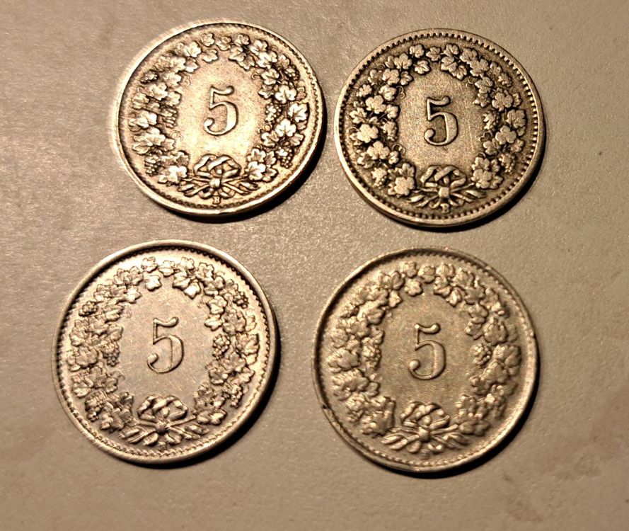 4 x 5 Rp Schweiz ab 1898 (Gebraucht) in Krattigen für CHF 5 – mit Lieferung auf Ricardo kaufen