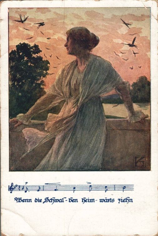 Antike Postkarte Schwalben Heimwärtszug Nostalgie Romantik (Gebraucht) in Luzern für CHF 4 – mit ...