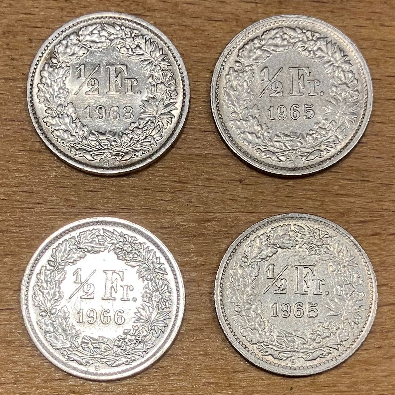 Schweiz vier Mal 50 Rappen (½ Franken) silber Münzen (Gebraucht) in ...