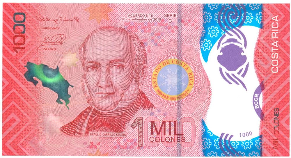 Costa Rica 1000 Colones 20.09.2019 UNC POLYMER Plastic (Neu (gemäss ...