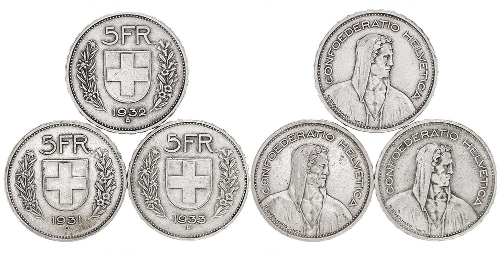 5 Franken Lot 1931-1933 (ss). Ab 1.-- | Kaufen auf Ricardo