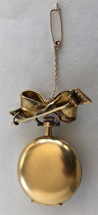 Antike Golduhr Ansteckbrosche 18 K - rare Juweliersarbeit (Gebraucht ...