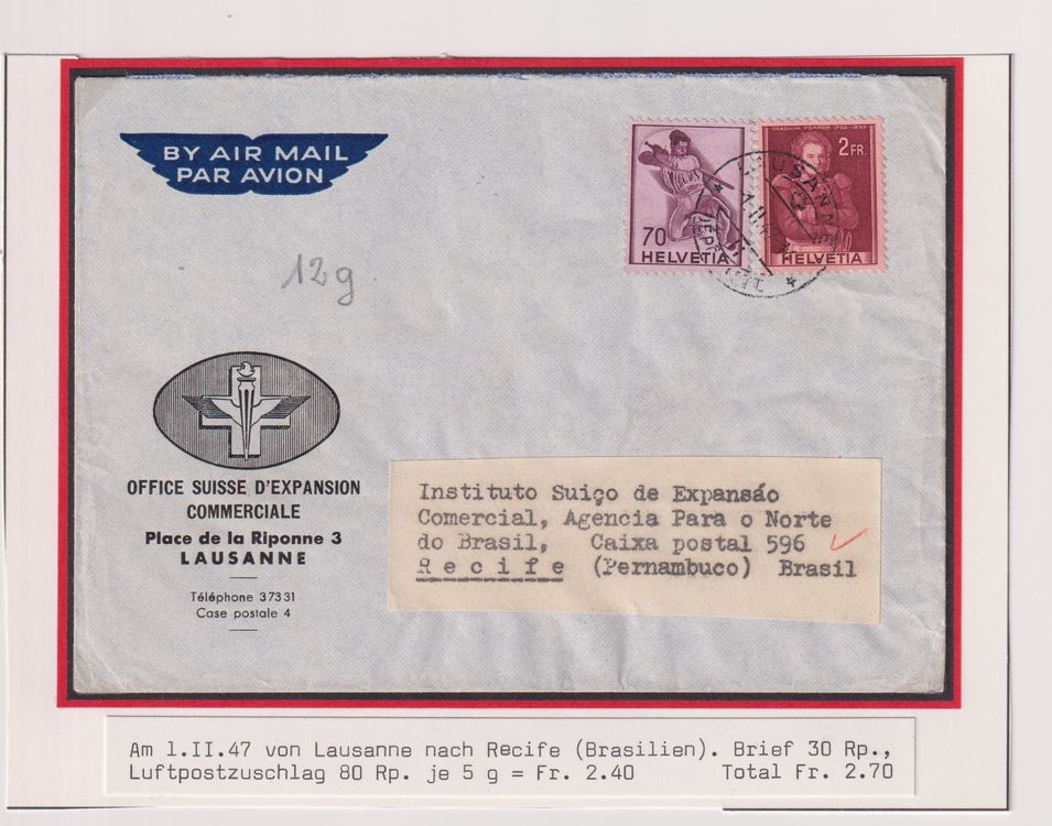 Seltene Destination RECIFE ! Top Flugbrief !! (Gebraucht) in Bibern SH für CHF 48 – mit ...