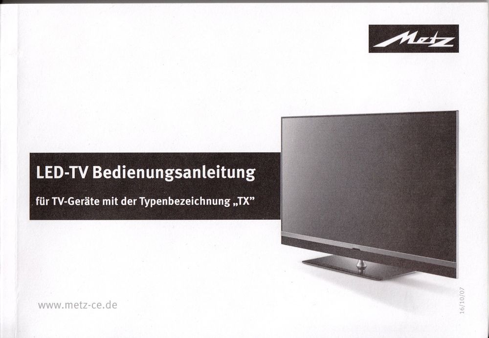 METZ LED-TV Bedienungsanleitung TX | Kaufen auf Ricardo