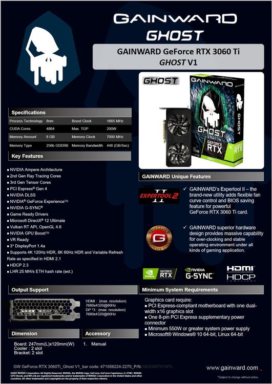 Gainward GeForce RTX 3060 Ti Ghost V1 8 GB LHR | Kaufen auf Ricardo