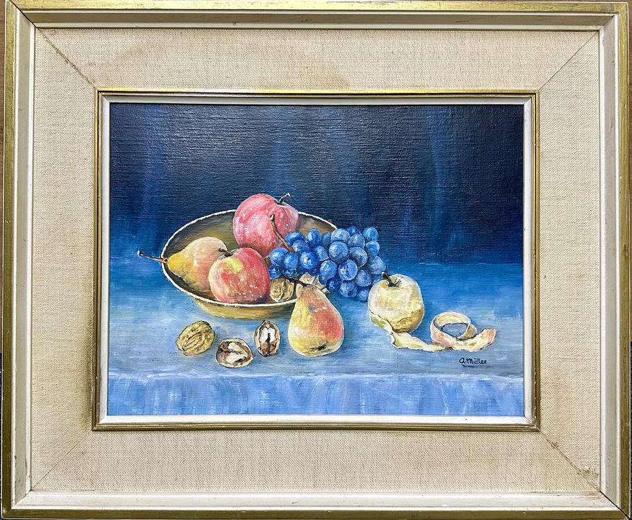 Obstkorb Stilleben Ölgemälde von A.Müller, 55x45 cm (Gebraucht) in ...