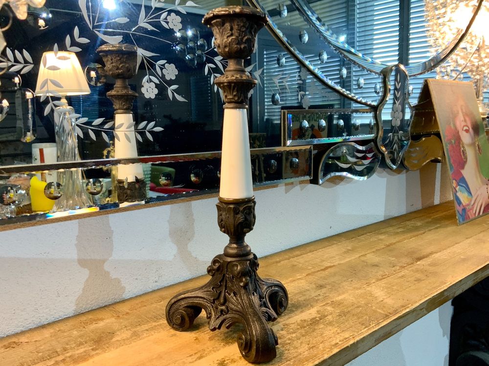 JUGENDSTIL KERZENHALTER ZINNGUSS MARMOR FRANKREICH UM 1900 | Kaufen auf Ricardo