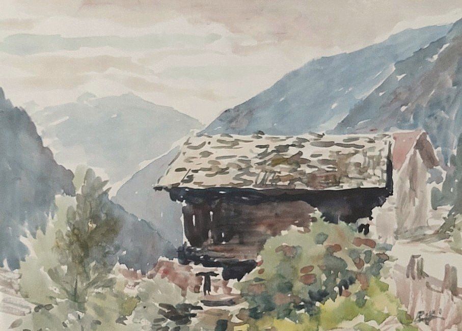 Ferden - petite aquarelle de Charles Egli | Kaufen auf Ricardo