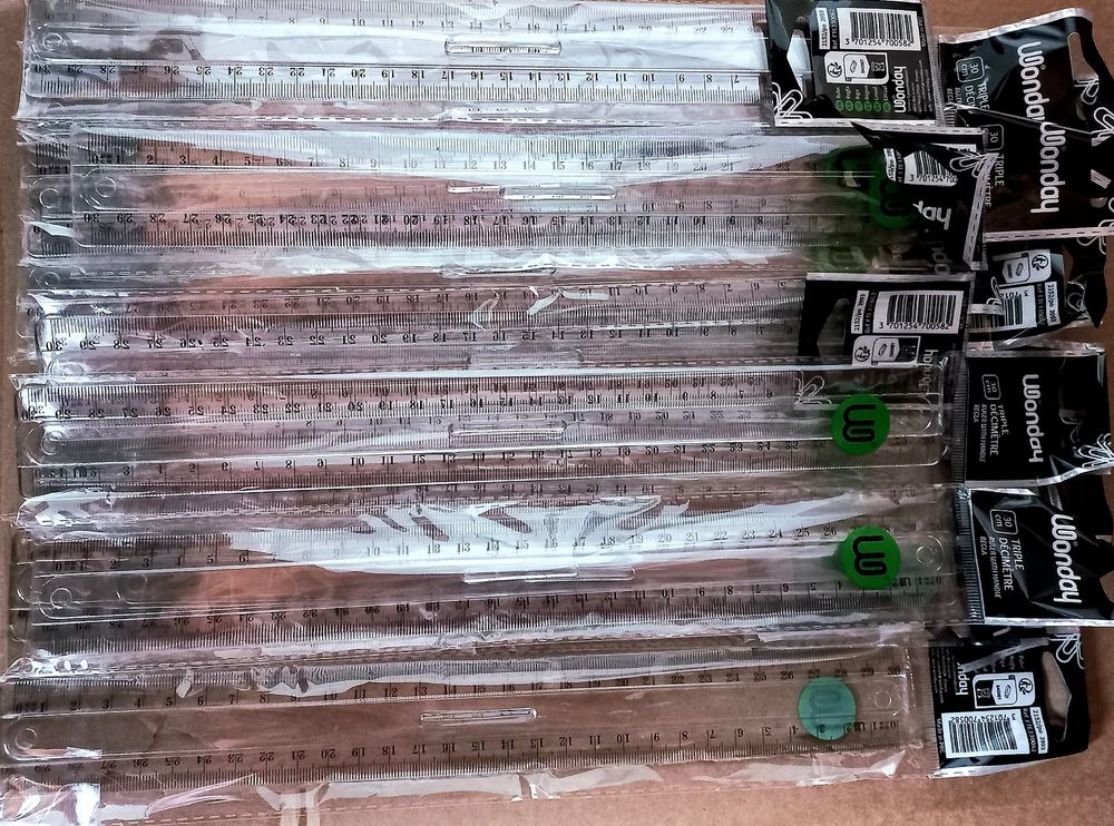 Flachlineal, 300 mm, aus Plastik, mit Griff, 20 Stück (Neu und ...