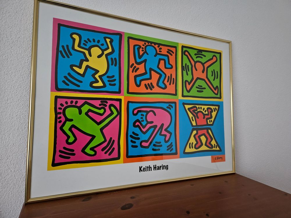 Keith Haring, Six Dancing People Poster, in Glasrahmen (Gebraucht) in ...