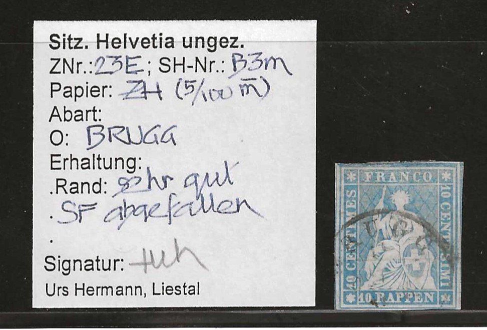 1856 : Strubel Nr. 23E - vollrandig - mit Befund - KP 600.-- (Gebraucht) in Gümligen für CHF 60 ...