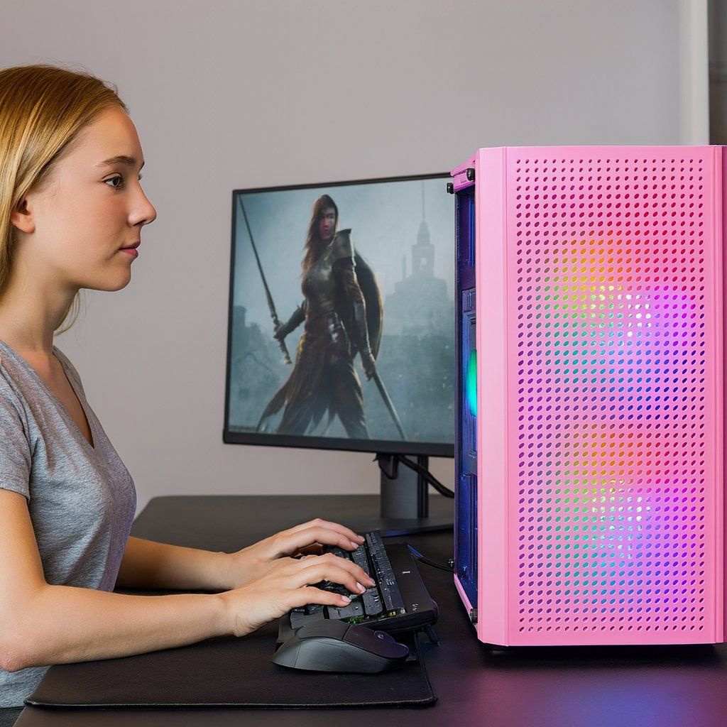 🤍 Stylischer Pink Gaming PC i5-10400 | NVIDIA | Win 11 (Gebraucht) in ...