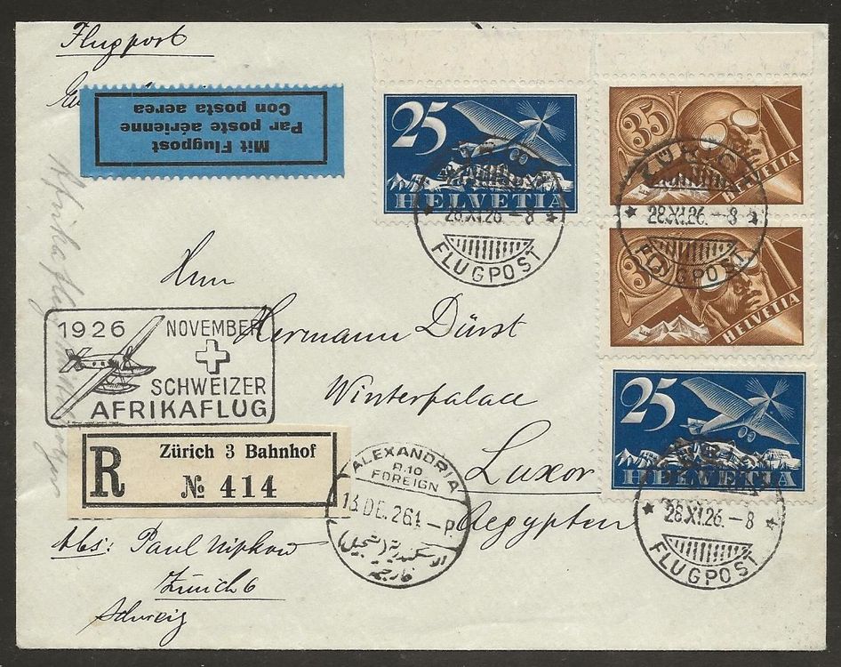 1926 R-Brief Schweiz Afrika - Flug (Gebraucht) in Arlesheim für CHF 26 – mit Lieferung auf ...
