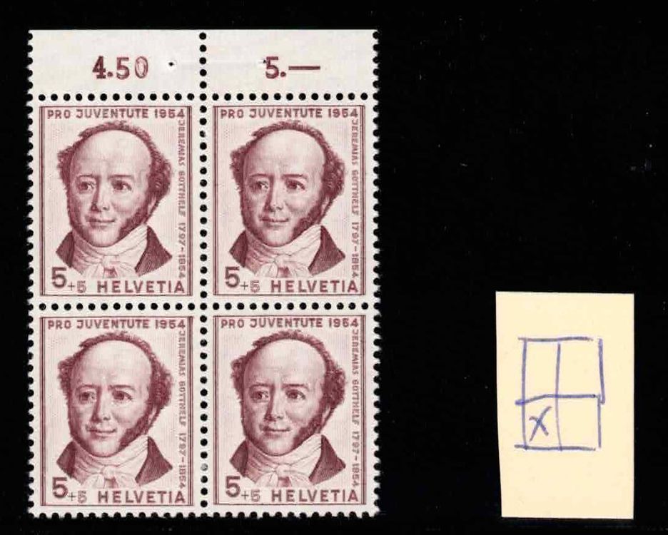 Pro Juventute 1954 Doppelprägung J153DP im 4er-Block ** (Neu (gemäss Beschreibung)) in Nuglar ...