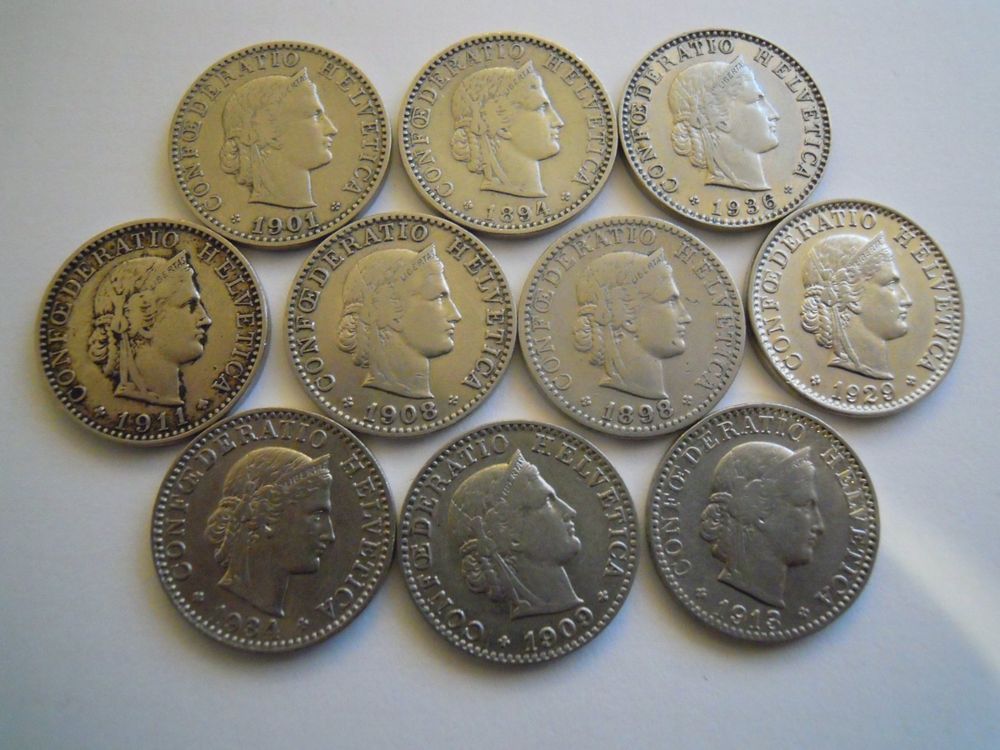 10 x 20 Rp. ab uralt 1894 (Gebraucht) in Kriegstetten für CHF 4 – mit Lieferung auf Ricardo kaufen