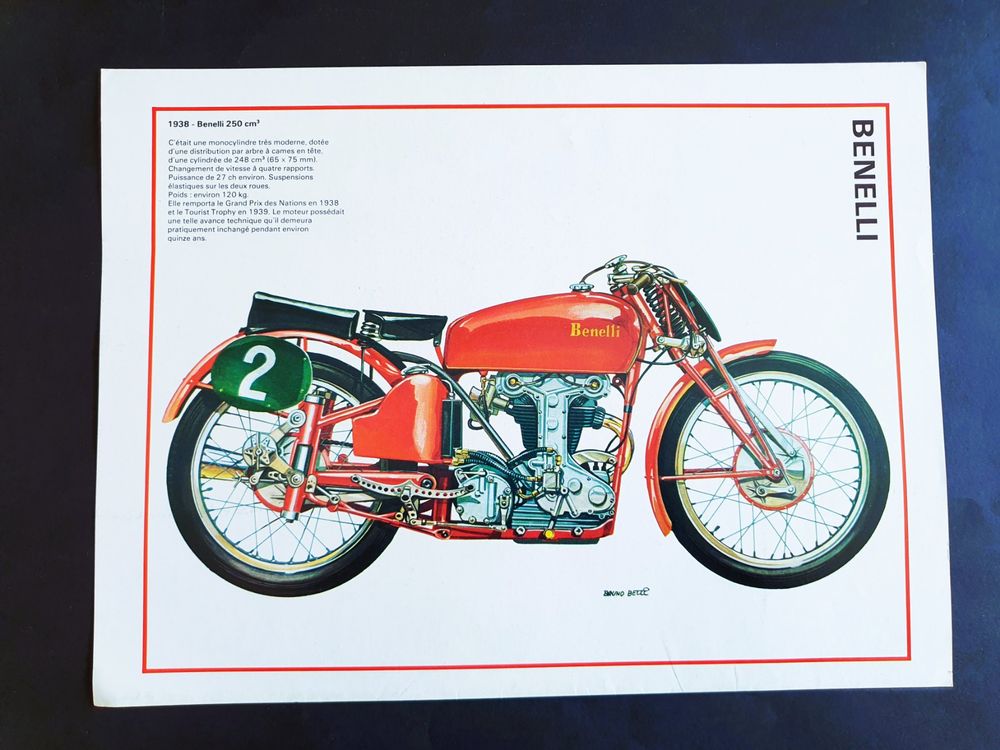Mini poster format A4, Moto, Motorrad, Benelli 250, 1938 | Kaufen auf ...