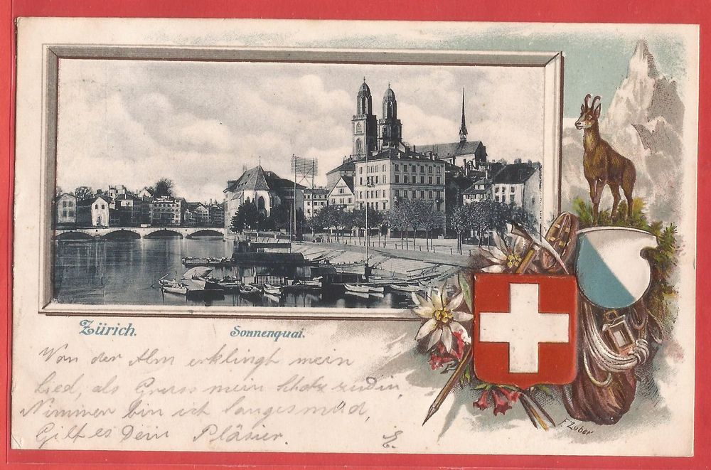 Zürich Sonnenquai - Prägekarte Wappen - mit UPU-Marke 1900 | Kaufen auf Ricardo