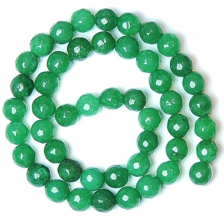 1 Strang natürliche echte Smaragd Perlen 8 mm facettiert (Neu (gemäss ...