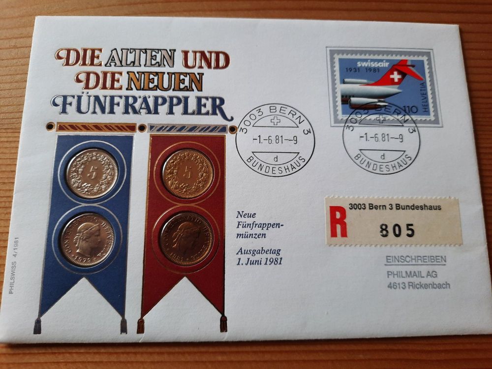 Numisbrief die alten und neuen 5-Räppler 1.6.1981 gem.Bilder (Gebraucht) in Oberuzwil für CHF 1 ...