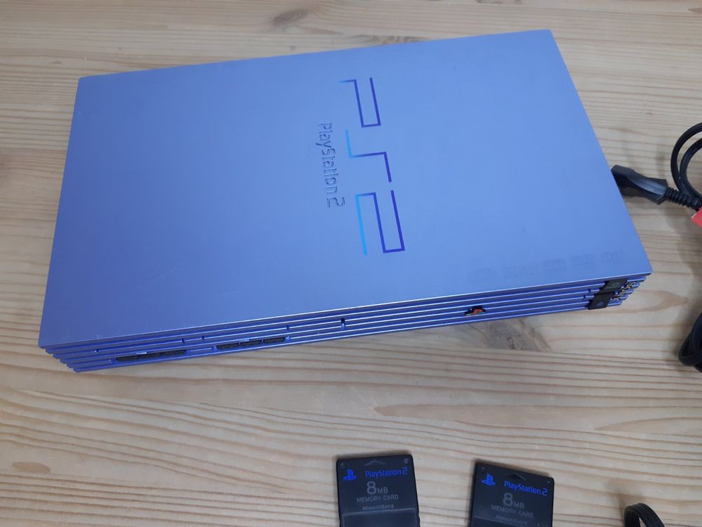 SONY Playstation 2 PS2 Aqua Blue Blau mit Zubehör (Gebraucht) in ...