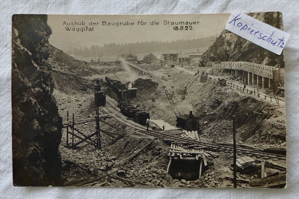AK WÄGGITAL SZ, Aushub der Baugrube für die Staumauer 1922 | Kaufen auf Ricardo