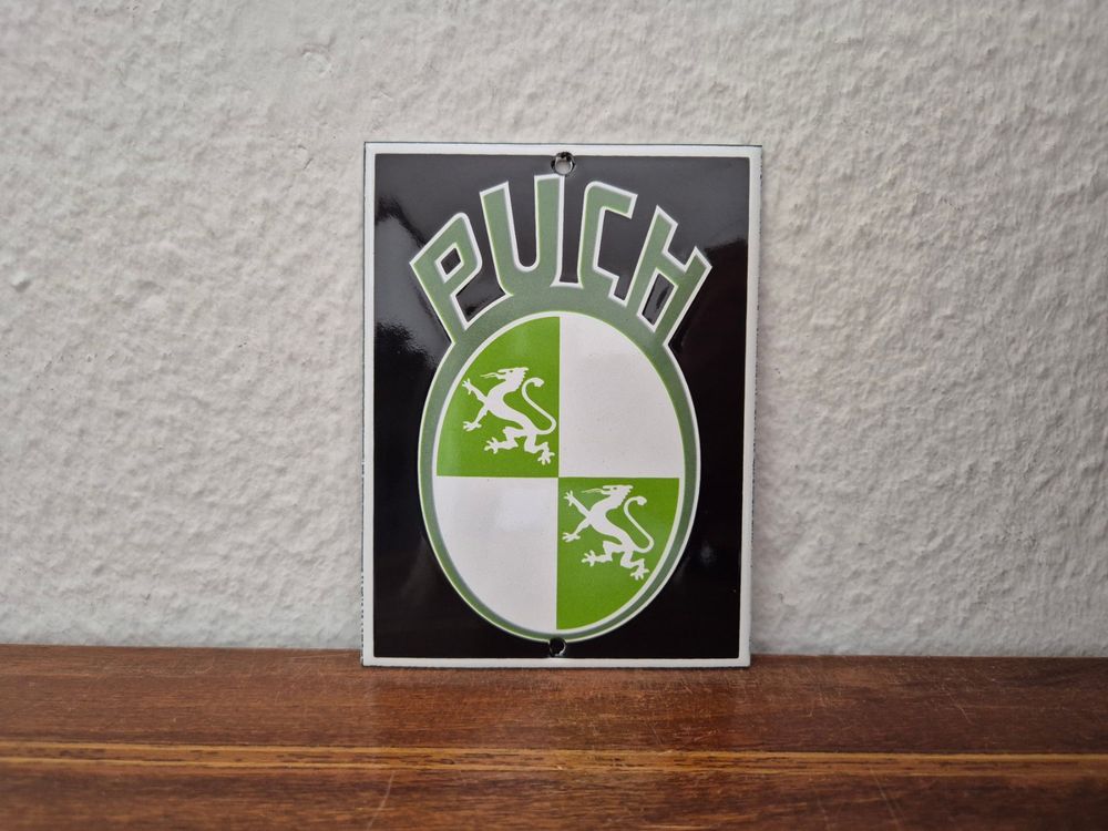 Emailschild Puch Maxi Mofa Logo Emaille Schild Reklame Retro (Neu ...