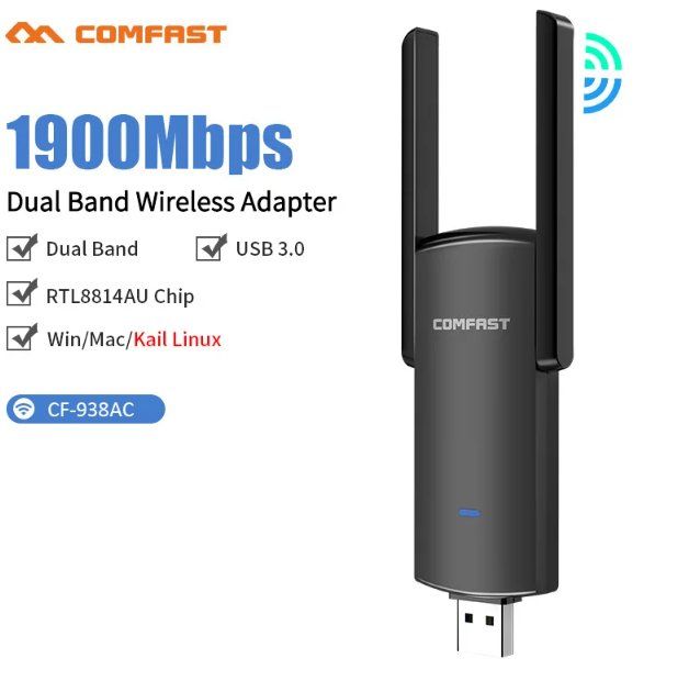 1900 Mbps USB Wireless WIFI WLAN Adapter Kali Linux Win Mac (Neu und originalverpackt) in ...