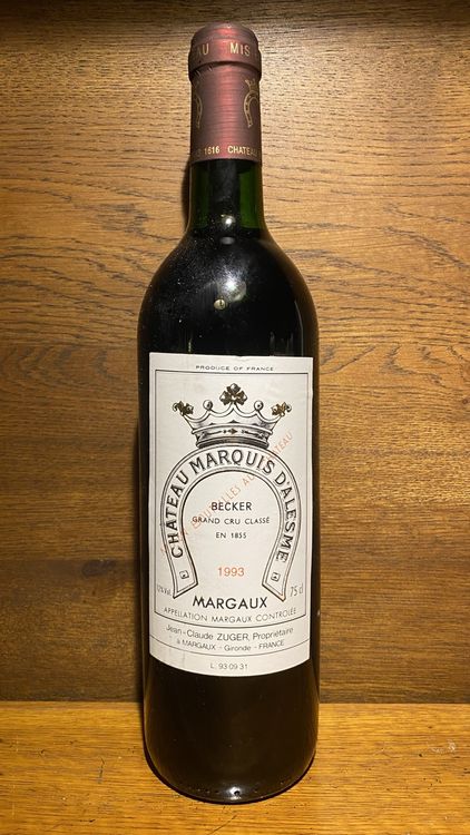 Château Marquis D'Alesme Becker 1993, Margaux (Neu und originalverpackt ...