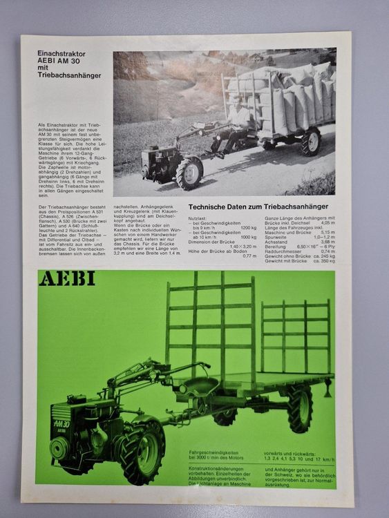 Original Prospekt Aebi AM30 Einachser, Motormäher (Gebraucht) in ...