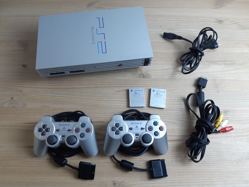 SONY Playstation 2 PS2 Silver Silber +Zubehör + 2 Controller | Kaufen ...