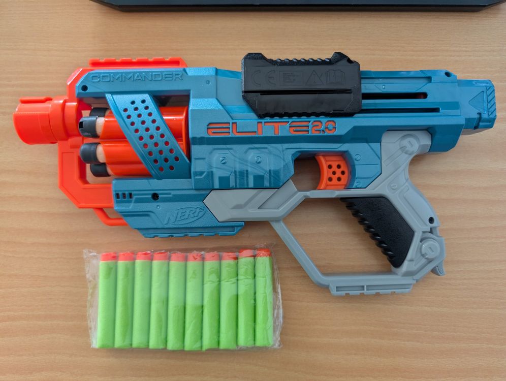 Nerf Gun Elite 2.0 Commander mit 6 Whistler + 10 neue Darts (Gebraucht ...