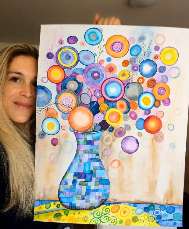 Original Aquarell Fantasie Blumenstrauss Bild (Neu und originalverpackt) in Wittenbach für CHF ...