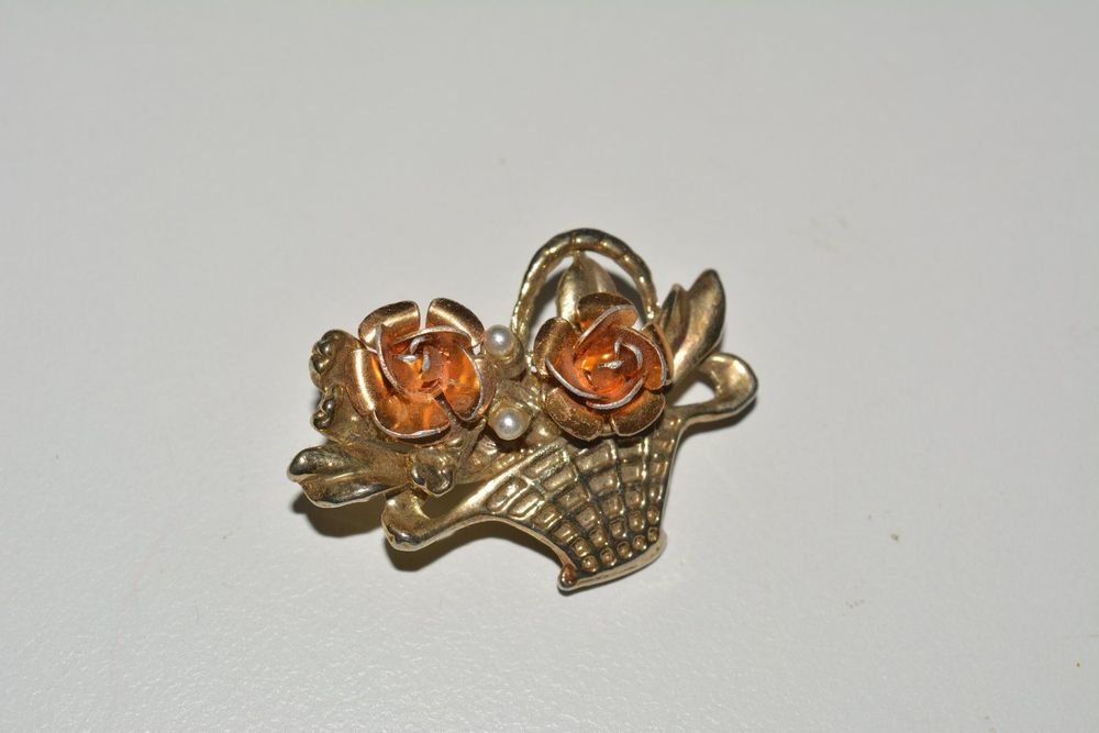 Brosche gold Blumenkorb blume Vintage | Kaufen auf Ricardo