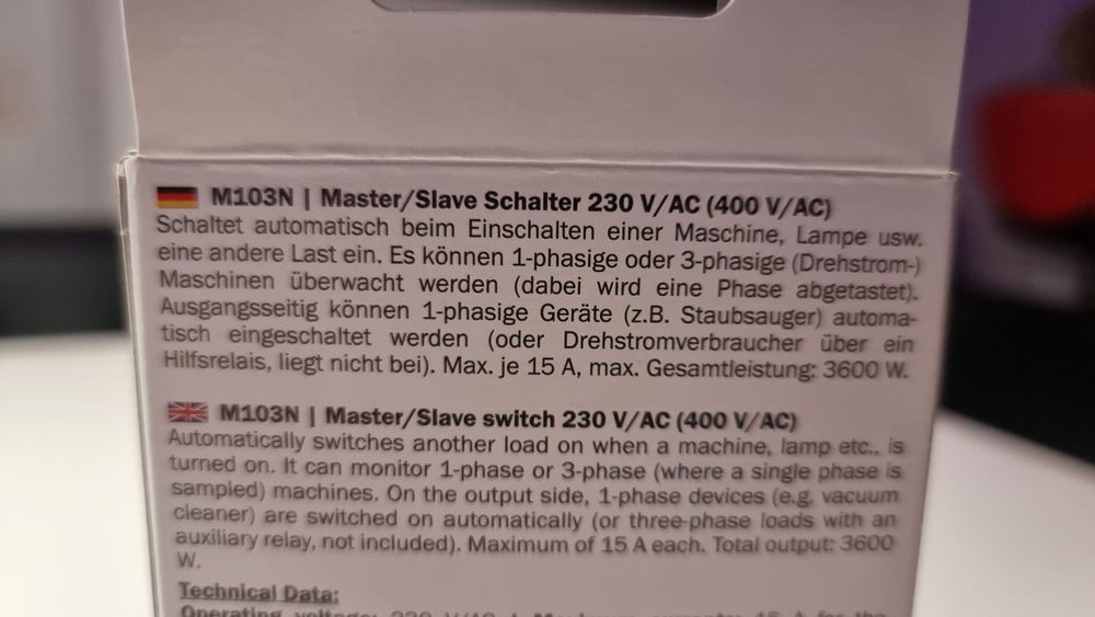 Master / Slave Switch 230VAC / 400 VAC , für Absauganlage (Neu und ...