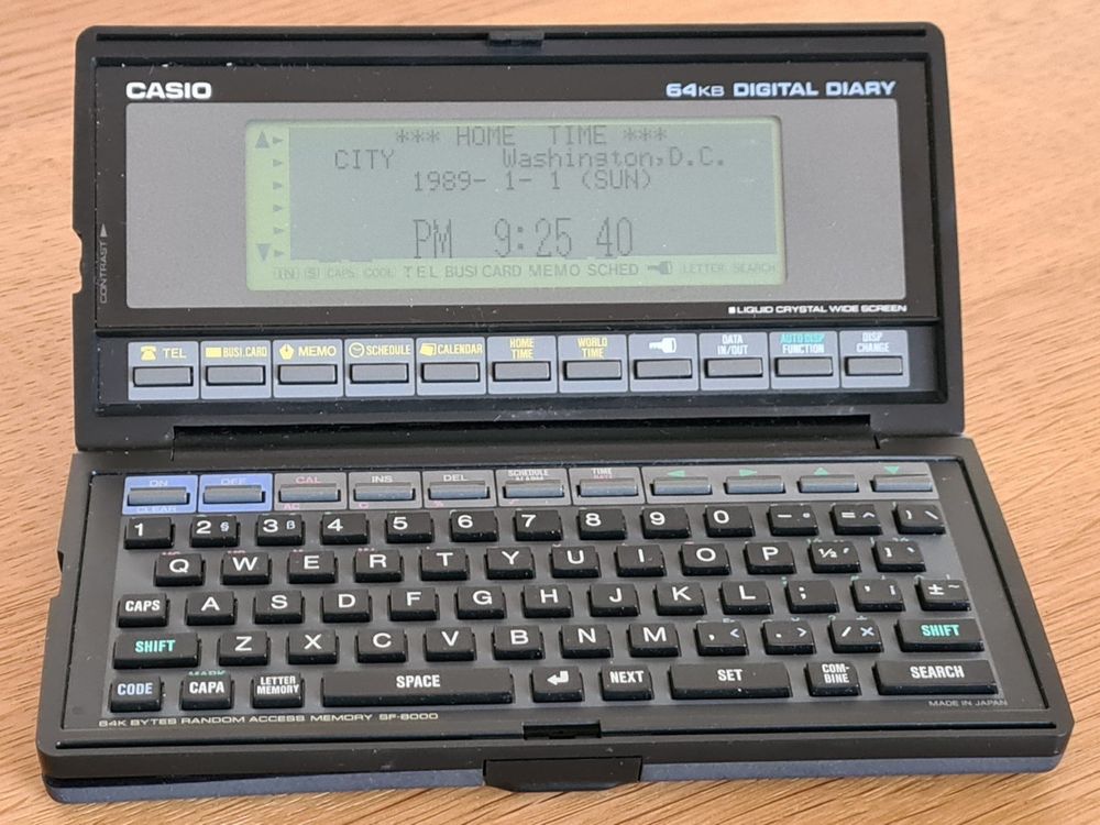 Vintage CASIO 64KB Digital Diary SF8000 - Made in Japan 1989 (Gebraucht ...