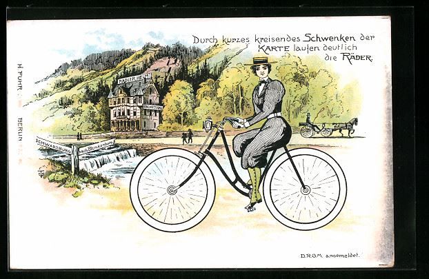 Litho hübsche Dame auf einem Fahrrad, o | Kaufen auf Ricardo Litho hübsche Dame auf einem Fahrrad, o | Kaufen auf Ricardo