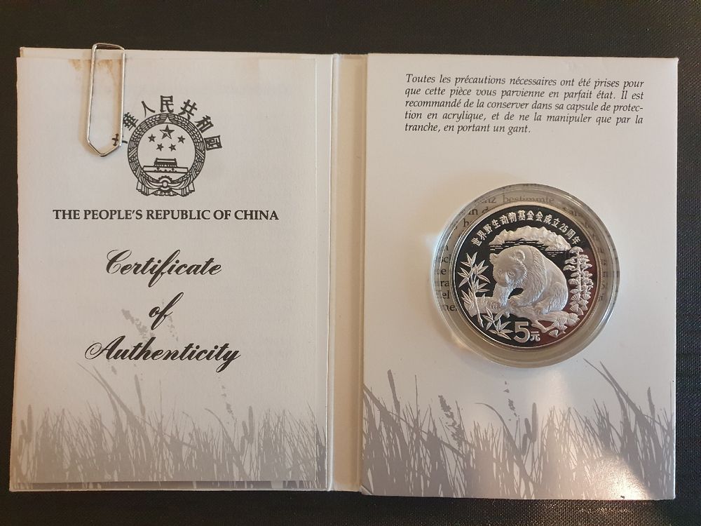 Silber Münze Panda 1986 WWF 25 China 5 Yuan PP Numismatik (Neu (gemäss ...