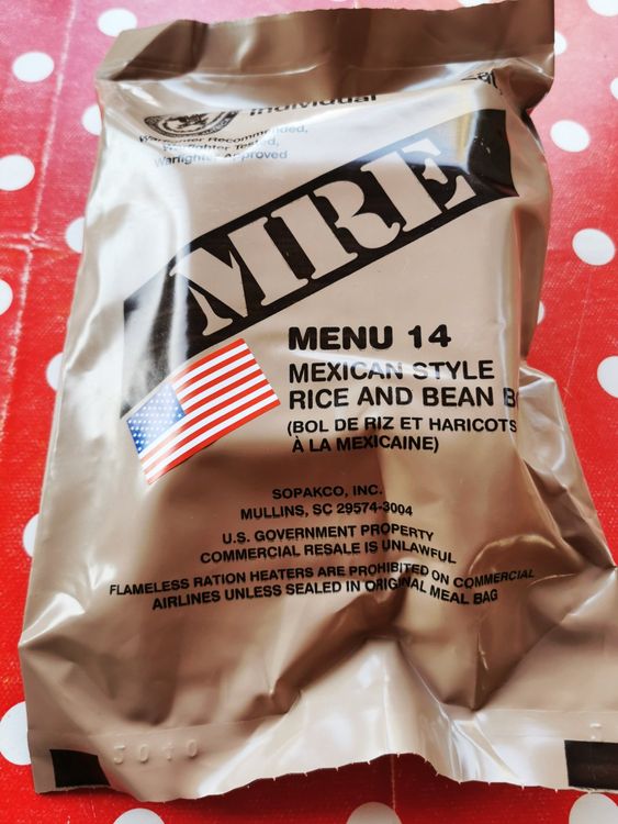 Original US Army MRE Menu #14 Mexican Rice Bowl Insp. 2/25 (Neu und ...