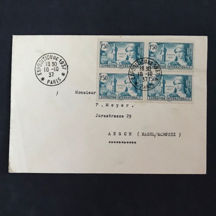 Brief aus Paris Frankreich mit Viererblock (Gebraucht) in Dallenwil für CHF 1 – mit Lieferung ...