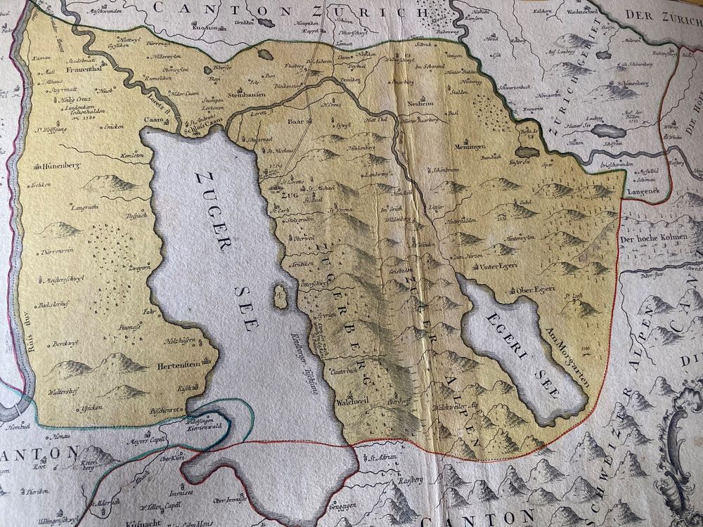 Alte Karte Zuger See, Ägeri See (Egerie See), Kt. Zug 1768 (Gebraucht) in Adliswil für CHF 750 ...
