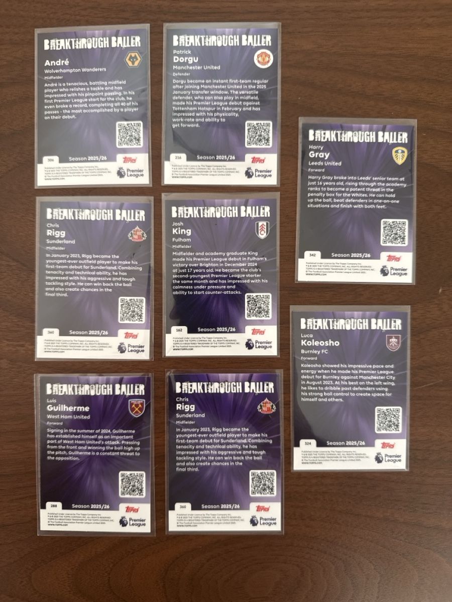 Topps Premier League 2025/26 Breakthrough Baller-Set (Gebraucht) in ...