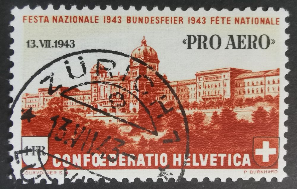 TR91 Timbre Suisse Oblitere 1943 Pro Aero (Gebraucht) in Cousset für CHF 1.25 – mit Lieferung ...