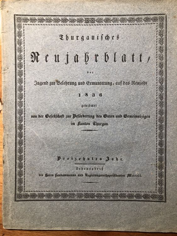 Thurgauisches Neujahrblatt von 1836 und 1853 (Gebraucht) in Vallon für CHF 25 – mit Lieferung ...